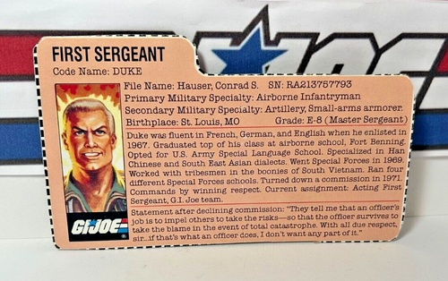 GI Joe Duke 1983 v1 *MAIL AWAY FILE CARD, GREAT CONDITION!* Vintage ...