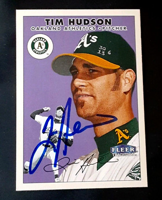 TIM HUDSON ATHLETICS BRAVES PITCHER SIGNED AUTOGRAPHED 2000 FLEER ...