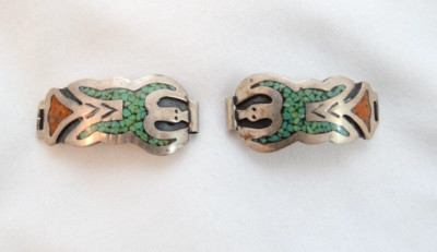 Vintage Silver Delvin J. Nelson DJN Watch Band Tips Inlay Turquoise | eBay