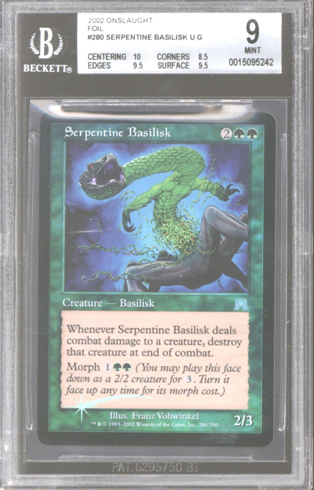 Magic MTG Onslaught Foil Serpentine Basilisk BGS 9 (10, 8.5, 9.5, 9.5 ...