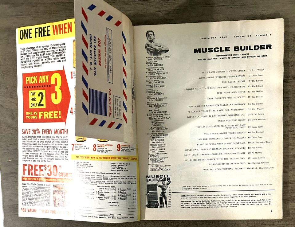 Muscle Builder Magazine-Larry Scott Mr. America on the Cover June/July ...