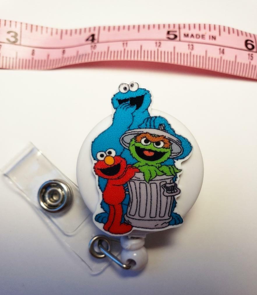 OSCAR, COOKIE, ELMO, Badge Reel, Teacher, Nurse, ID Badge, SESAME ST ...