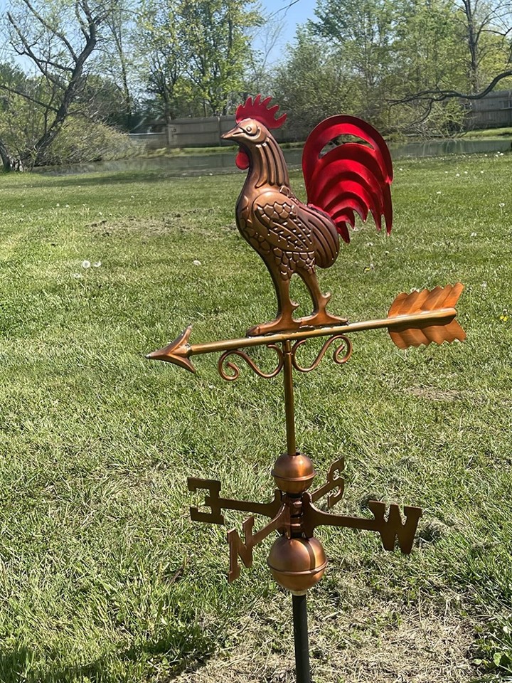 Metal Weathervane Copper Rooster Wind Vane for Farmhouse Garden Roof ...