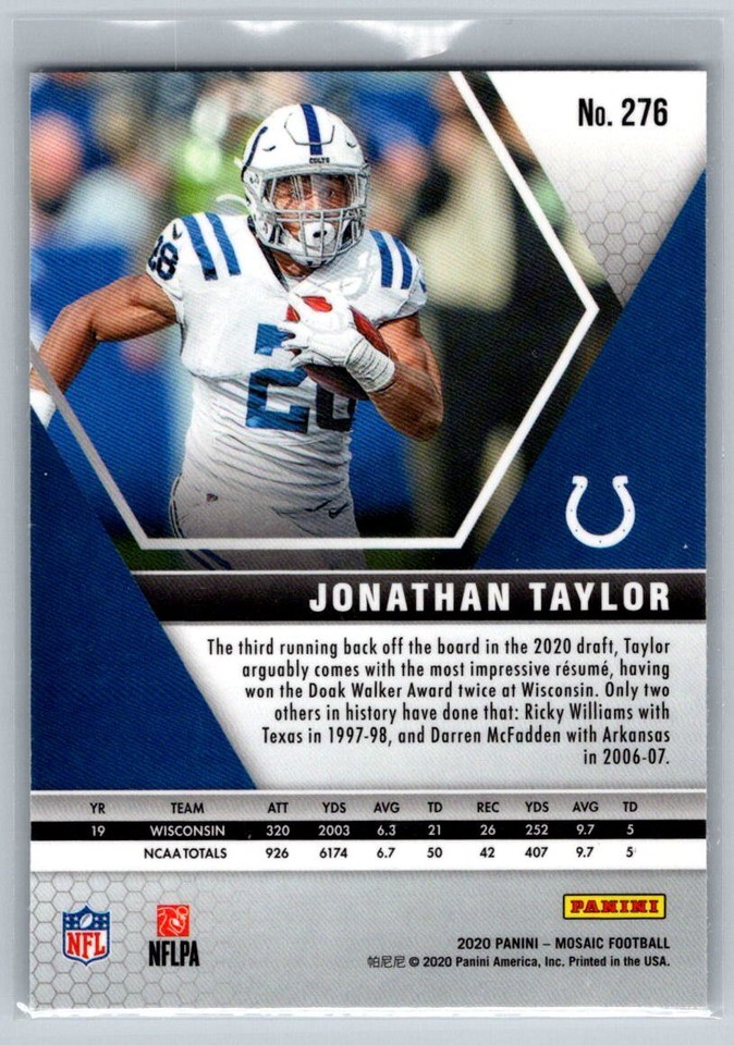 2020 Panini Mosaic #276 Jonathan Taylor NFL Debut Rookie RC COLTS | eBay