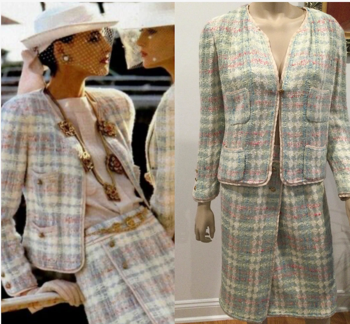 1990s 'Clueless' Chanel-Style Tweed Mini Suit Sz S/6