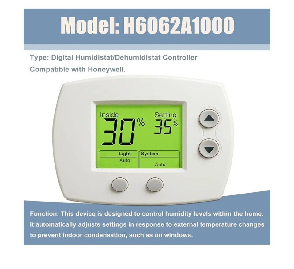 Honeywell H6062A1000 HumidiPro - Digital Humidistat/Dehumidistat | eBay