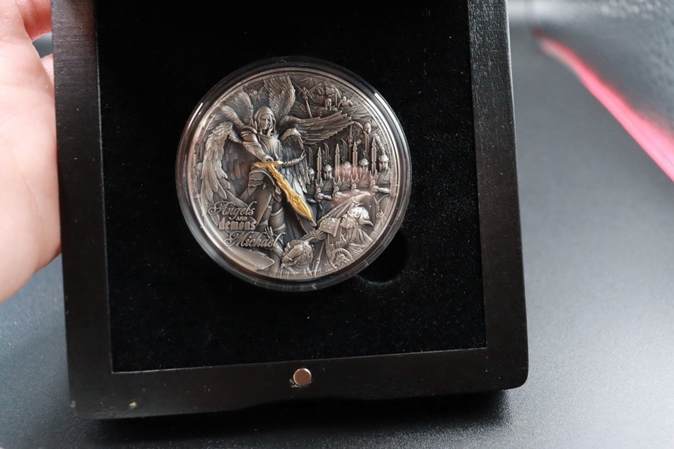 2022 $5 Niue Angels And Demons MICHAEL Antique Finish 2 Oz Silver Coin ...