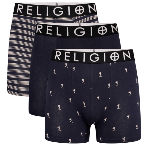 RELIGION - Mens 3 Pack Premium Cotton Designer Boxer Shorts - S, M, L ...