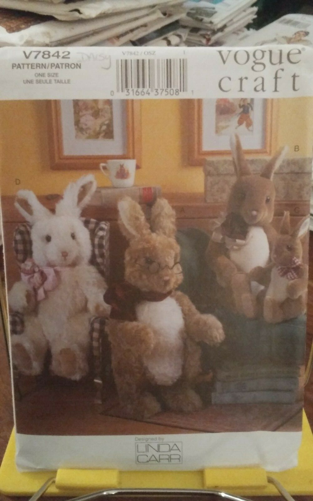 Rare Linda Carr Vogue Craft 7842 plush jointed rabbits stuffies 12" 21 ...