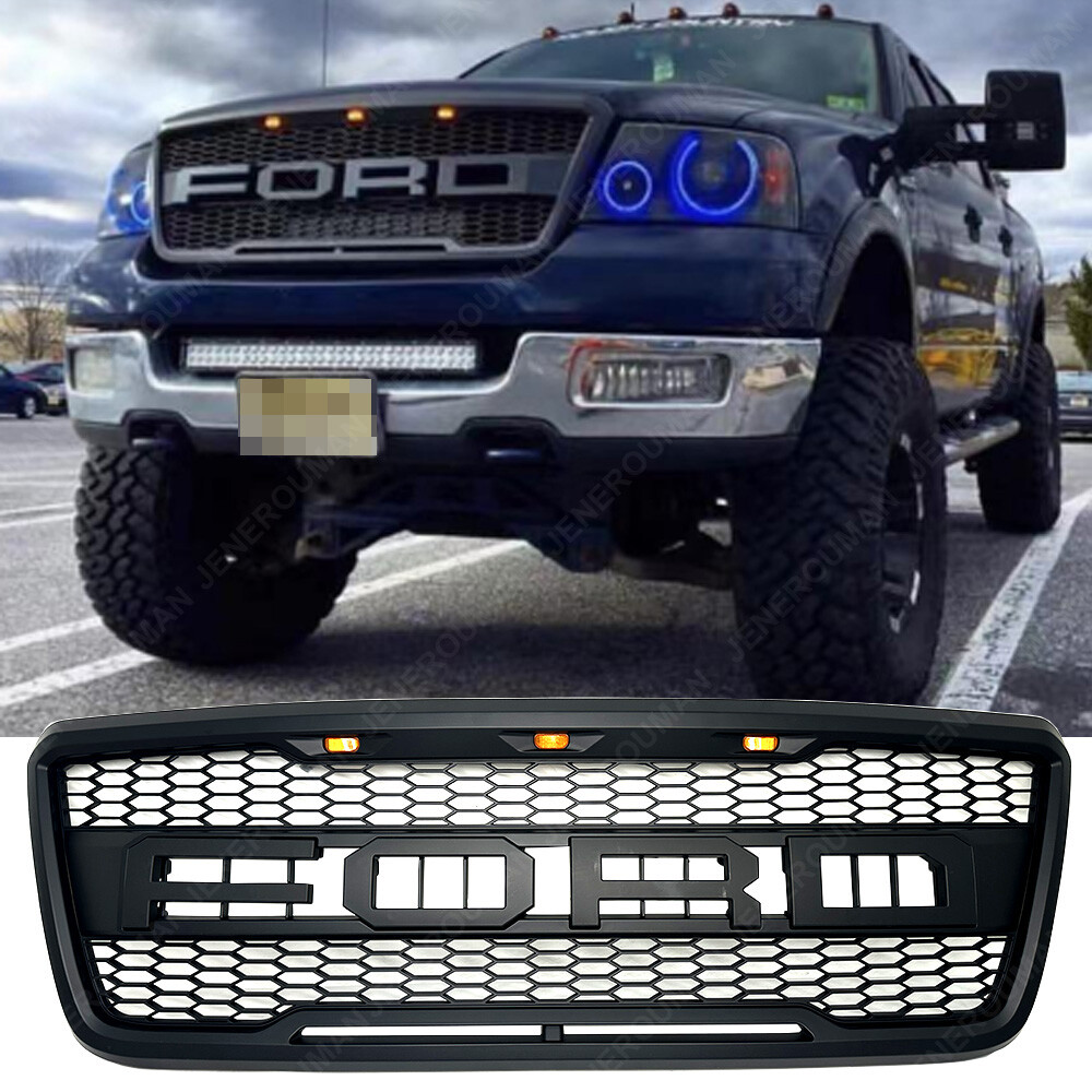 Front Grill New Raptor Style Look Matt Black Mesh Upper For 2004-2008 F ...