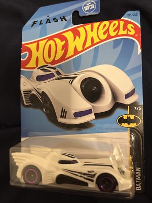 Hot Wheels Batmobile DC The Flash Batman Series #3/5 White Diecast FREE ...