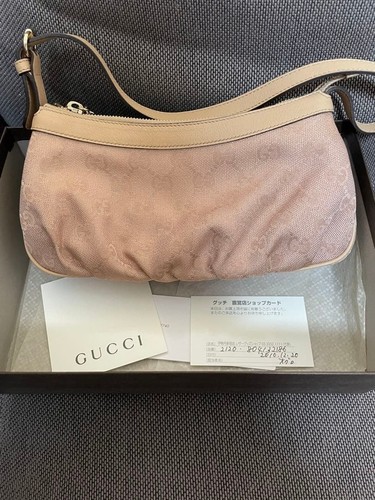 GUCCI Pink GG Pattern Canvas Shoulder Bag | eBay