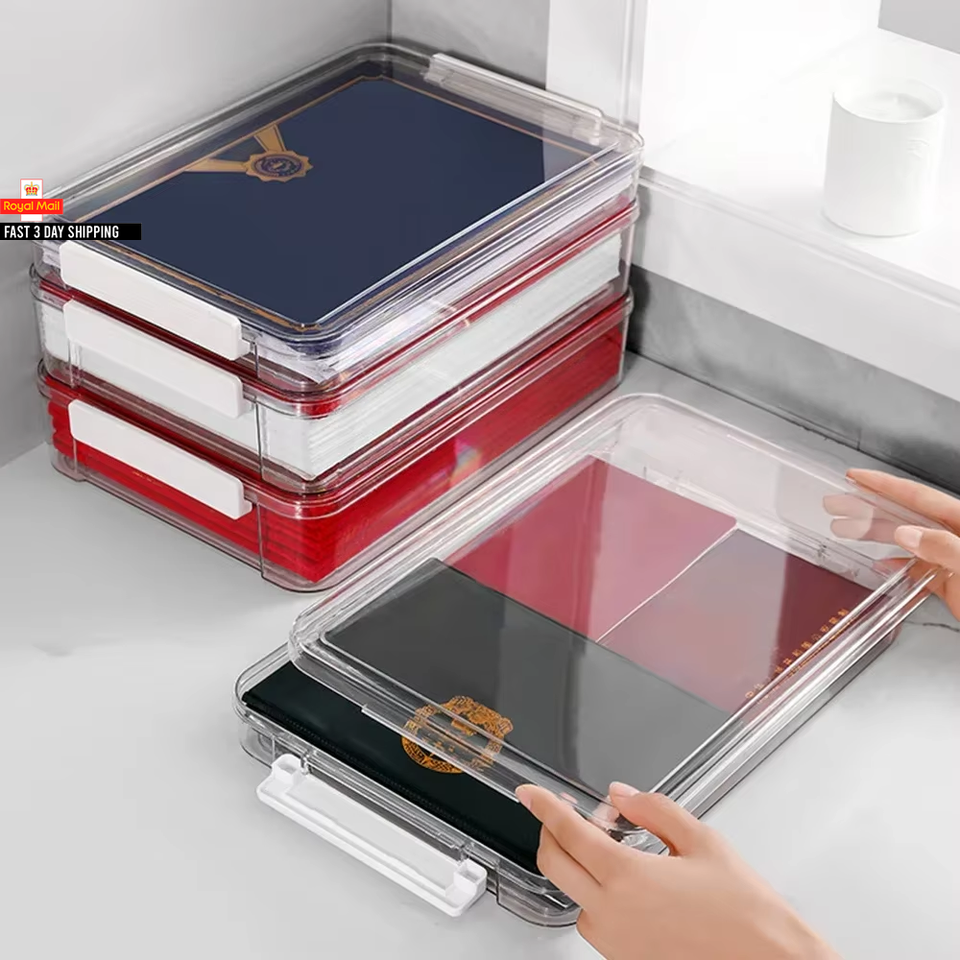 Acrylic Transparent Desktop Paper Storage Box A4 File Document Exam ...