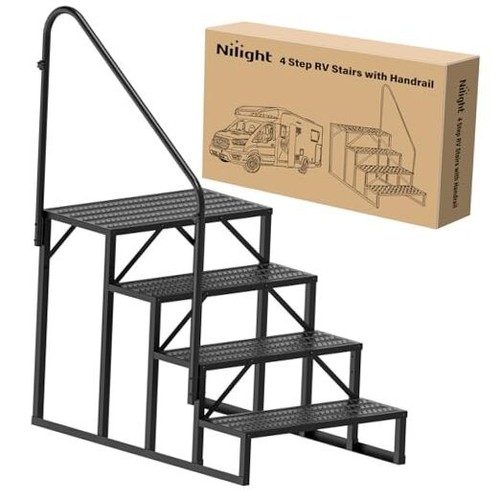 RV Steps with Handrail Hot Tub Steps Outdoor RV Stairs Step Portable 4 ...