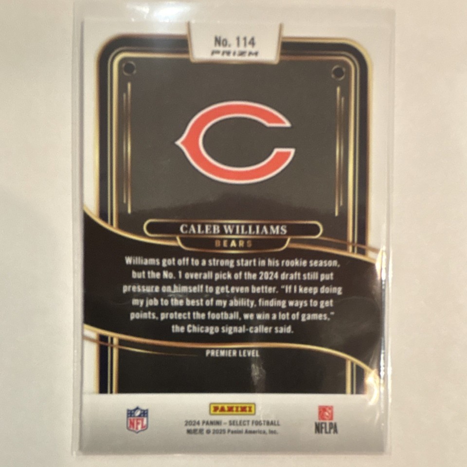 Panini 2024 Select Rookie Prizm Premier Level Caleb Williams #114 Bears ...