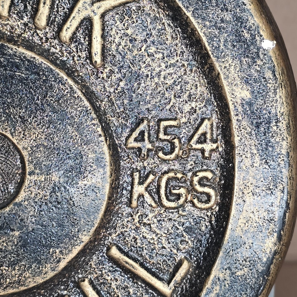 Vintage York 100lb Barbell Plate Trophy Statue-gym,home,office display ...
