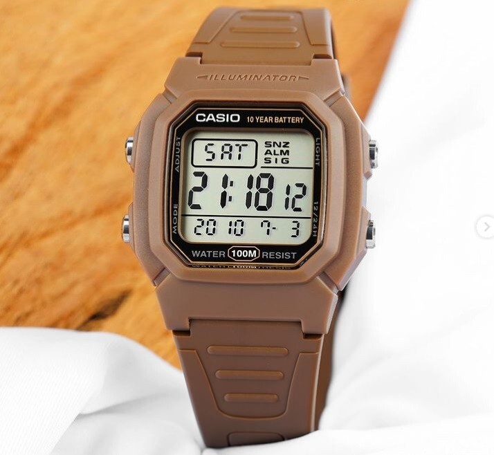 Casio W-800H-5A Brown Digital Large Display Resin Quartz Men's Sporty ...