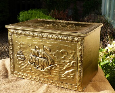Vintage Brass Log box Fireside | eBay UK