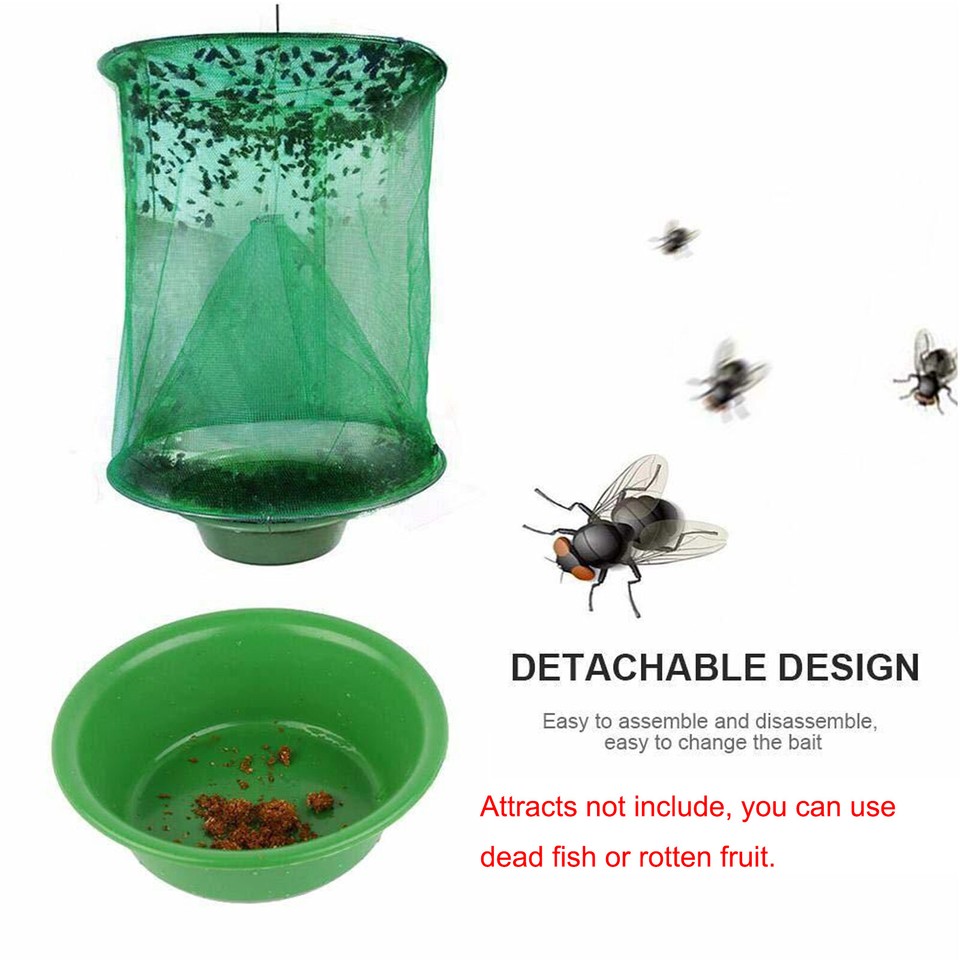 4 X Fly Trap Ranch Reusable Catcher Killer Cage Net Pest Bug Catch ...