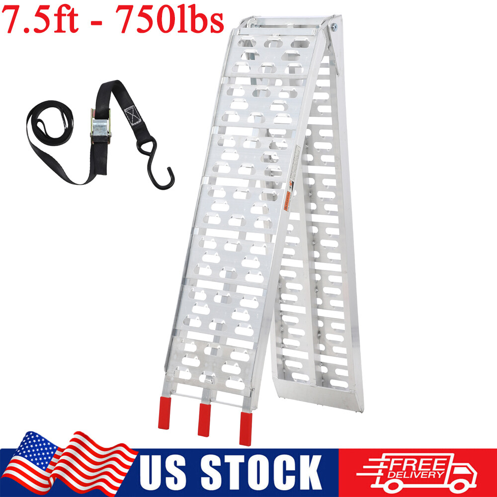 750lbs 7.5' Aluminum Folding Loading Ramps for ATV Truck Motorcycle ...