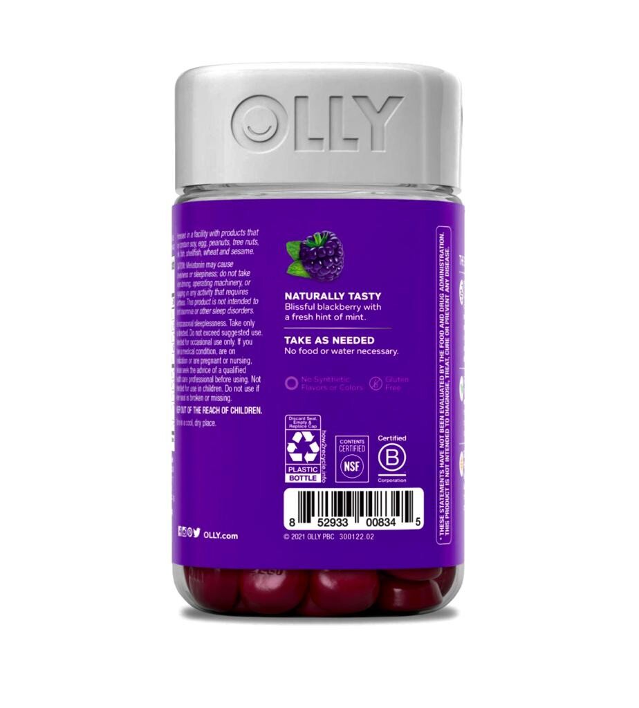 OLLY SLEEP Gummies, For a healthy sleep cycle, 110 gummies naturally ...