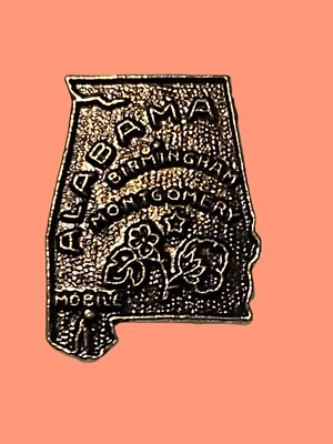 Alabama State Shaped Brass Pin Montgomery Mobile Birmingham | eBay