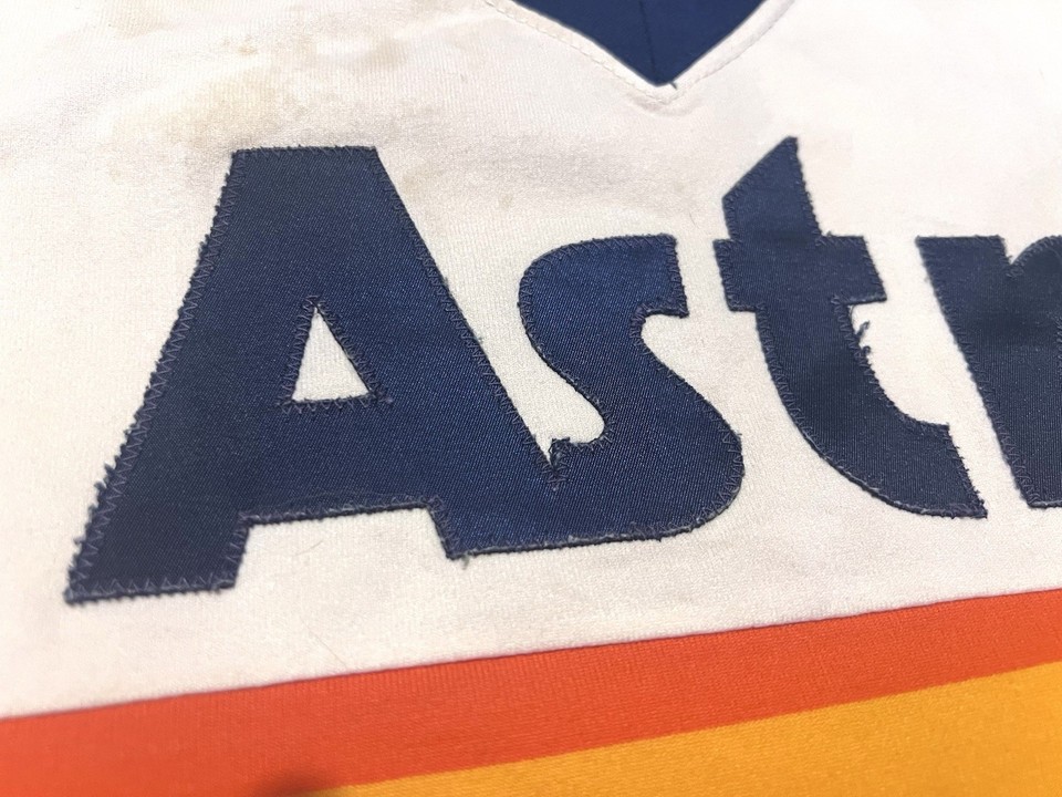 HOUSTON ASTROS home GEORGE BJORKMAN GAME WORN JERSEY used 1983 vtg ...