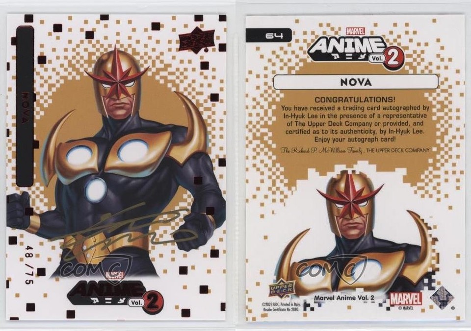2023 Marvel Anime Vol 2 Base Artist 48/75 Nova by In-Hyuk Lee #64 Auto ...