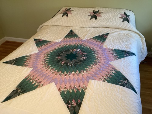 Hand stitched Mennonite Star Quilt 107” X 91” Lancaster PA, Beautifully ...