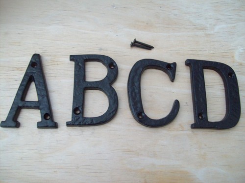 3"/75mm CAST WROUGHT IRON BLACK ANTIQUE HOUSE DOOR ALPHABET LETTERS | eBay