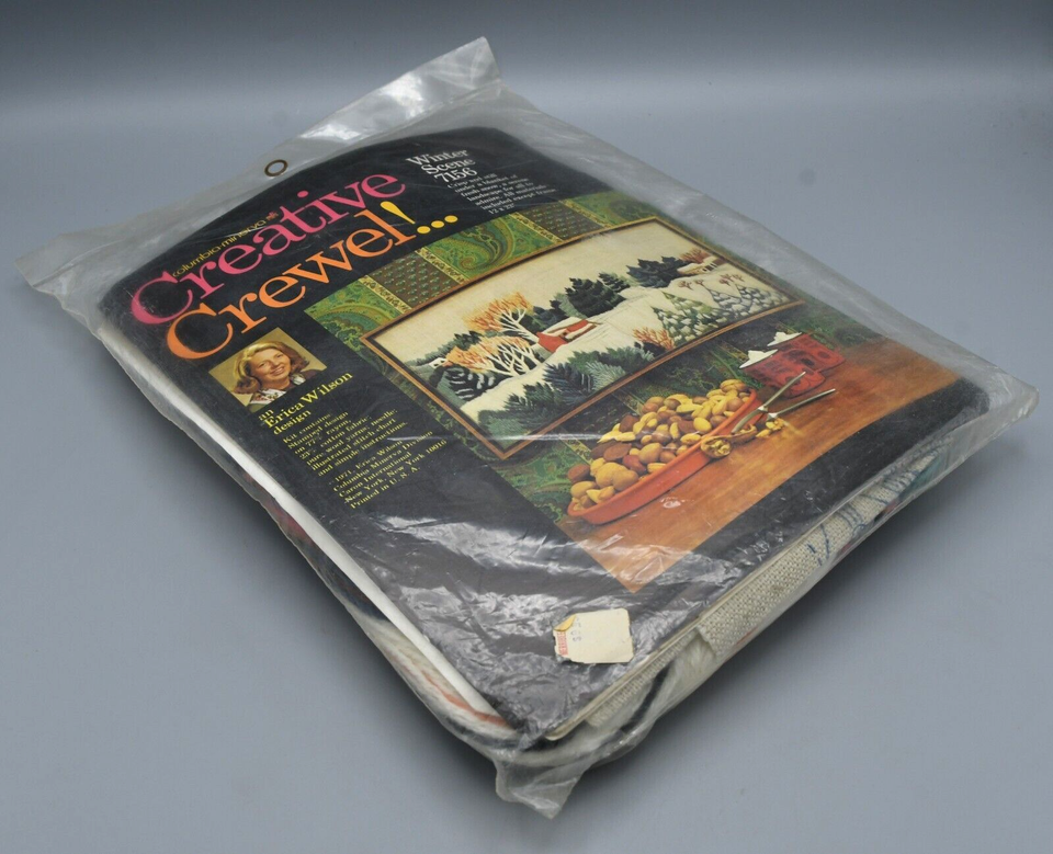 Winter Scene Vintage 1971 Columbia Minerva Creative Crewel Erica Wilson ...