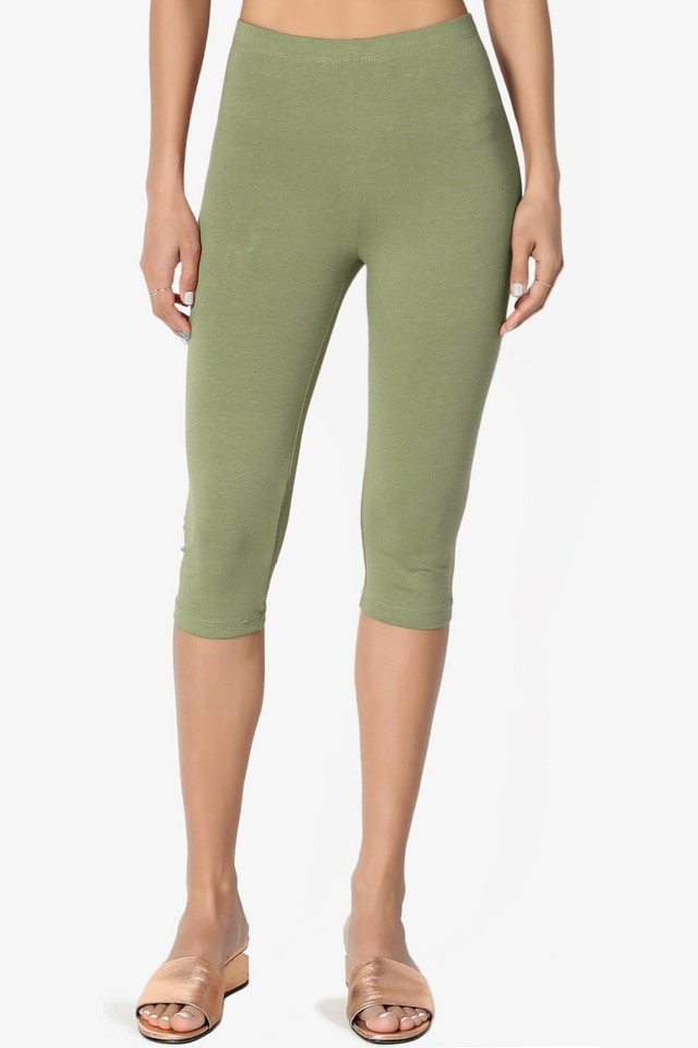 Women's Essential Basic Cotton Spandex Stretch Below Knee Capri Leggings S~3X | eBay