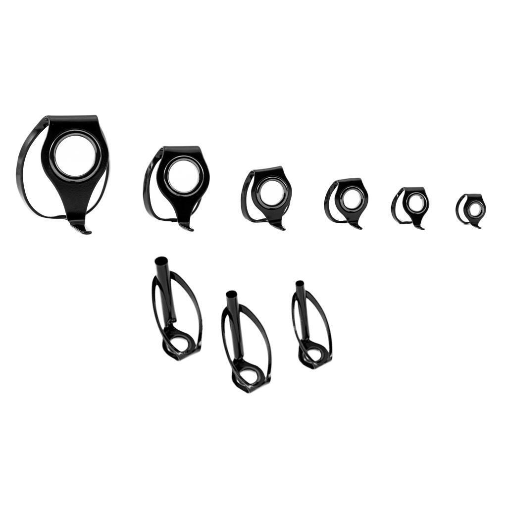 9pcs Mixed Size Fishing Rod Guides Set Tips Trolling Jigging | eBay ...