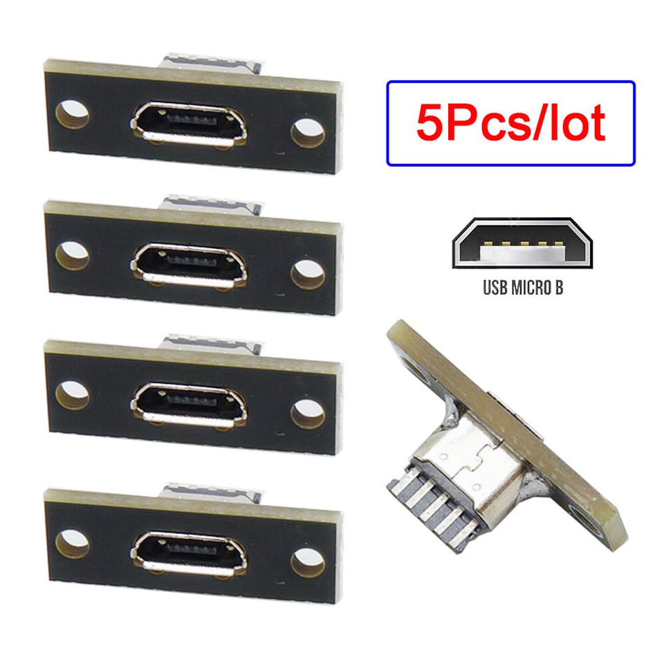Micro-USB 5Pin Female Type-B Socket DIY OEM Connector Panel Mount Type ...
