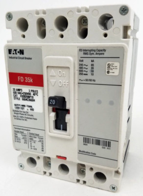 FD3020 Eaton 20 Amp Circuit Breaker *NEXT DAY OPTION* NEW TAKEOUT | eBay
