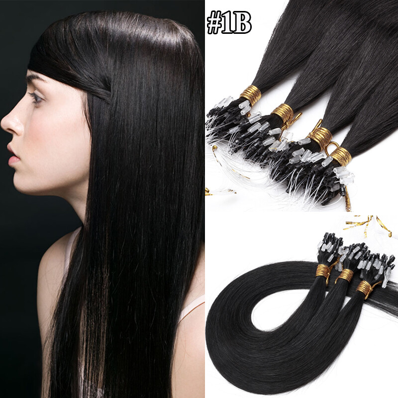 100-300S Thick Micro Loop Ring Remy Human Hair Extensions Nano Beads ...