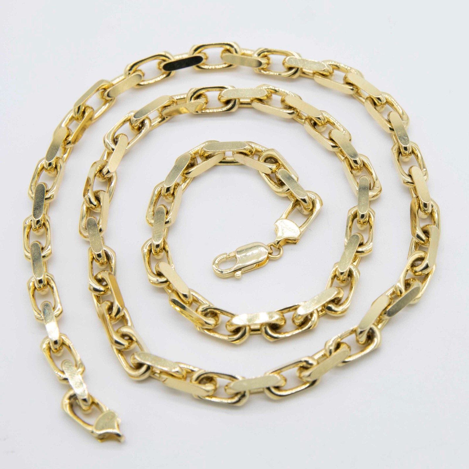 Solid 14K Yellow Gold Chunky Box Chain Necklace Real 14K Yellow Gold ...