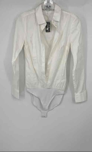Express Womens White Ultimate Essential Shirt Fitted Bodysuit Top Size ...