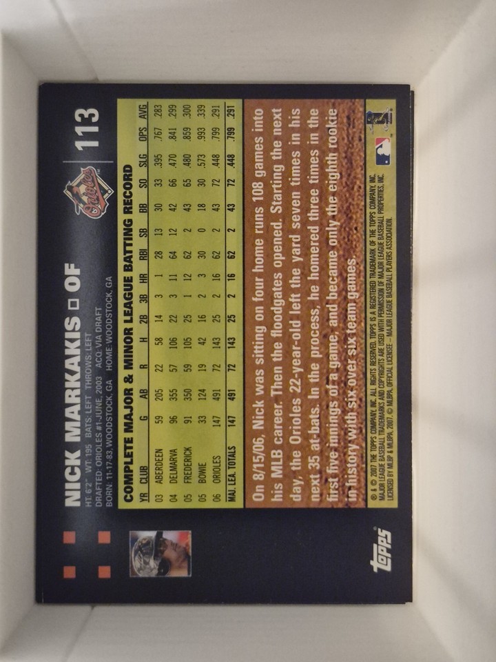 NICK MARKAKIS 2007 TOPPS #113 FREE SHIPPING | eBay