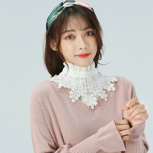Womens Snowflake False Collar Flouncing Lace Collocation Floral ...