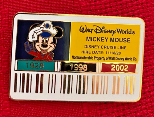 HTF 2002 WDW DCL Cruise Line Cast Member ID Badge Captain Mickey LE ...