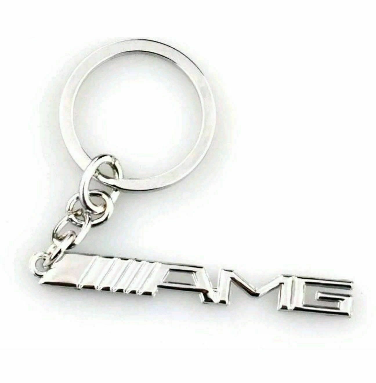 1x AMG CHROME/BLACK KEY Ring Key Chain For Mercedes Benz A45 C63 E63 ...
