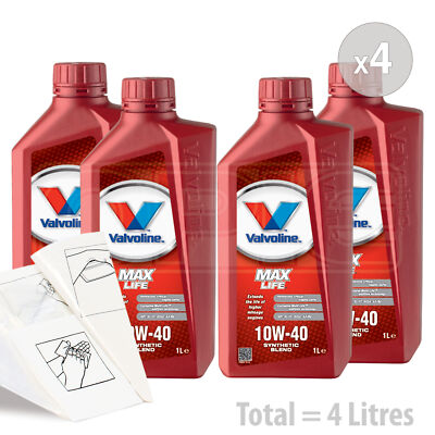 Car Engine Oil Service Kit / Pack 4 LITRES Valvoline MaxLife 10W-40 ...