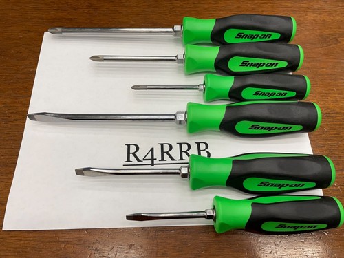 Snap-on Tools USA NEW 6pc GREEN Soft Grip Combination Screwdriver Set ...
