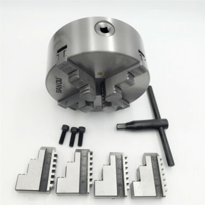 160mm Lathe Chuck 4-Jaw 6" Precision Self-Centering Plain Back Chuck ...