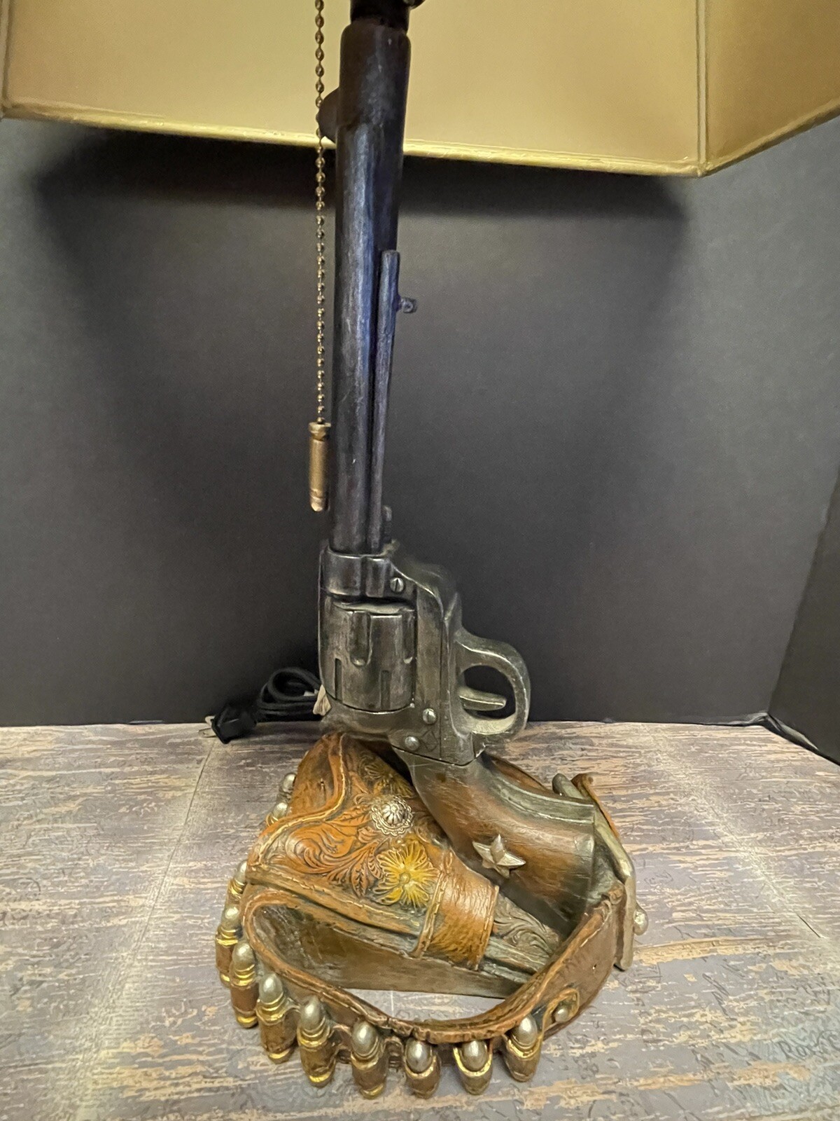 Western Six Shooter Revolver Gun With Holster & Ammo Belt Base Table ...