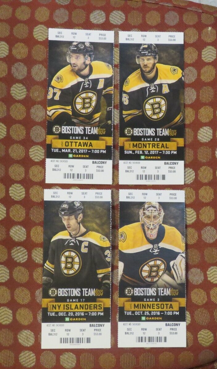 Boston Bruins Full Ticket Lot Chara Bergeron Krejci Rask All In Mint ...