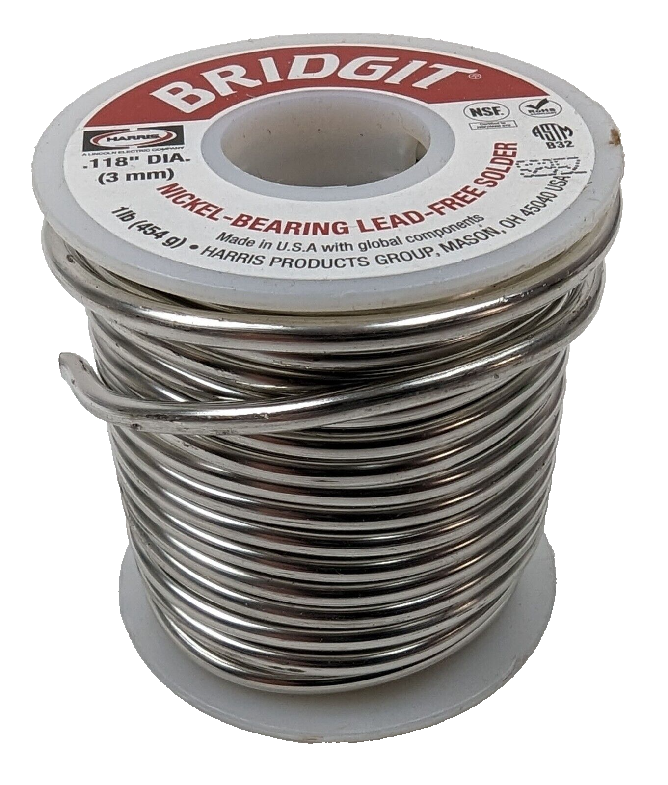1Lb Harris BRIDGIT .118inch 3mm Diameter Nickel-Bearing Solder ...