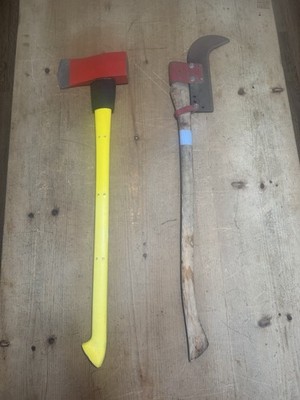Vtg Ames Co. Fire Fighter's Bush Brush Hook & 10lb Axe Maul Wildland ...