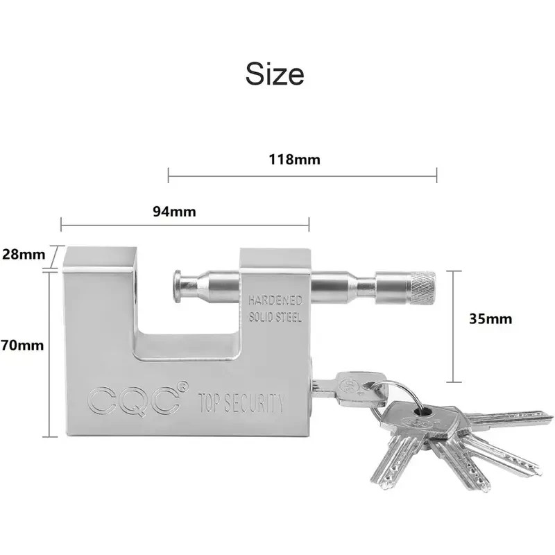 94mm Heavy Duty Padlock 5 Keys Armoured Steel Shutter Warehouse ...